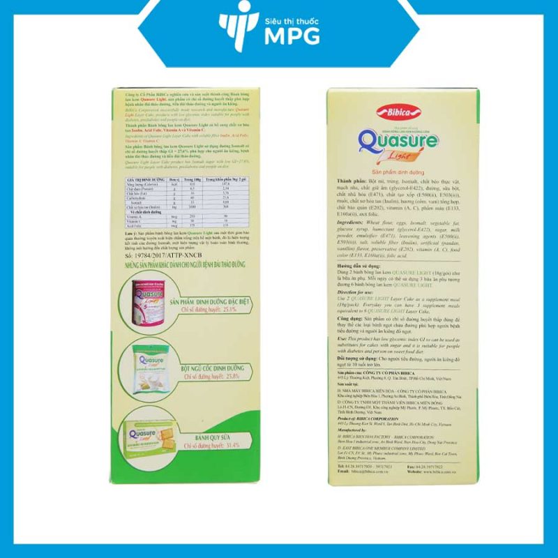 Bánh bông lan Quasure Light Cốm cho người mắc tiểu đường