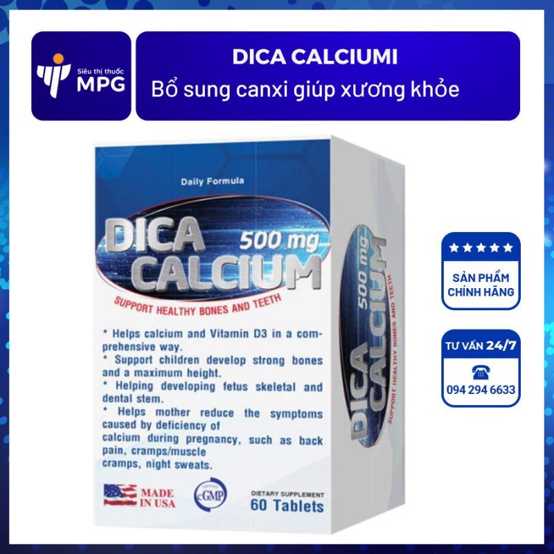 Dica Calcium 500mg - Bổ sung Canxi và Vitamin D3 toàn diện