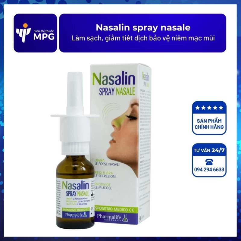 Nasalin Spray Nasale làm sạch, giảm tiết dịch bảo vệ niêm mạc mũi