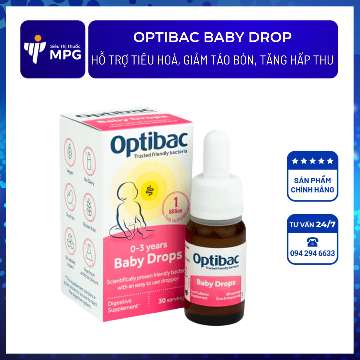 Optibac Baby Drops – Men vi sinh dạng giọt cho bé tiêu hóa kém - Siêu ...